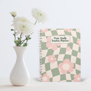 Personalized 2025-2026 Checker Print Teacher Planner, A5 Spiral ...