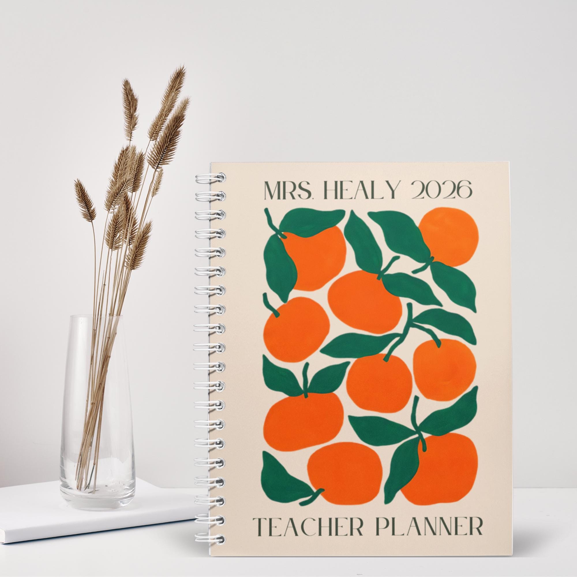 2025-2026 Teacher Planner, Personalized Hand Drawn Oranges Journal, A5 ...