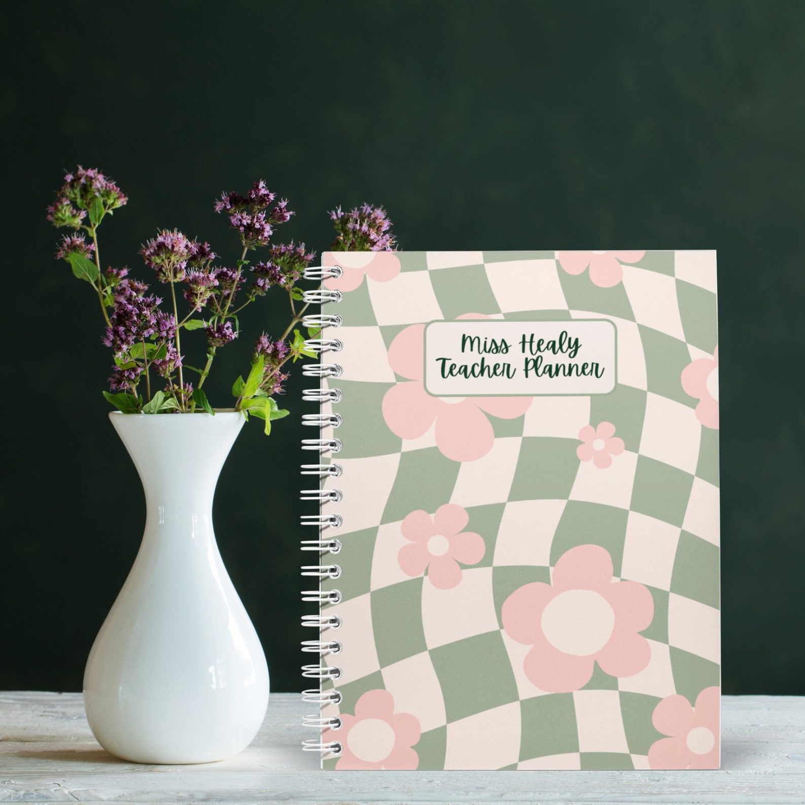 Personalized 2025-2026 Checker Print Teacher Planner, A5 Spiral ...