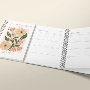 Pink Abstract Personalized 2025-2026 Teacher Planner, Flower Market ...