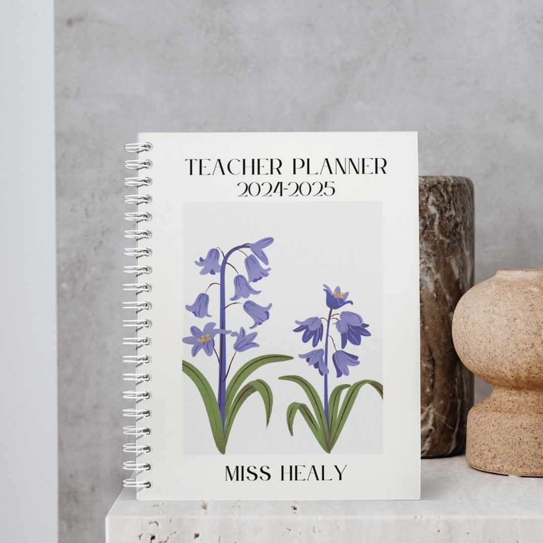 Personalized Teacher Planner 2025-2026, Bluebells Design, A5 Spiral ...