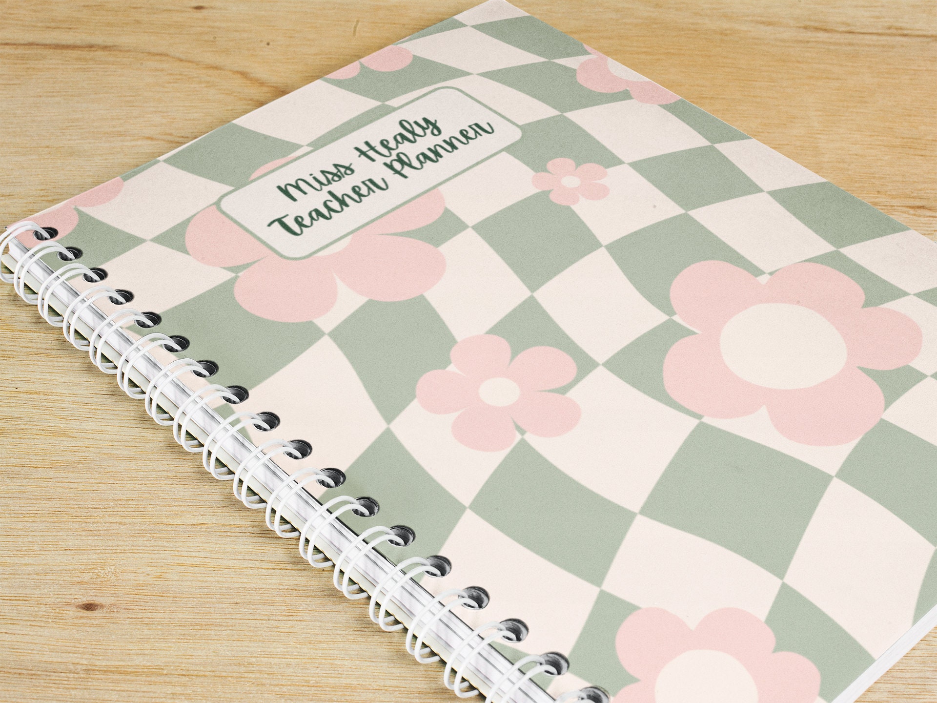Personalized 2025-2026 Checker Print Teacher Planner, A5 Spiral ...