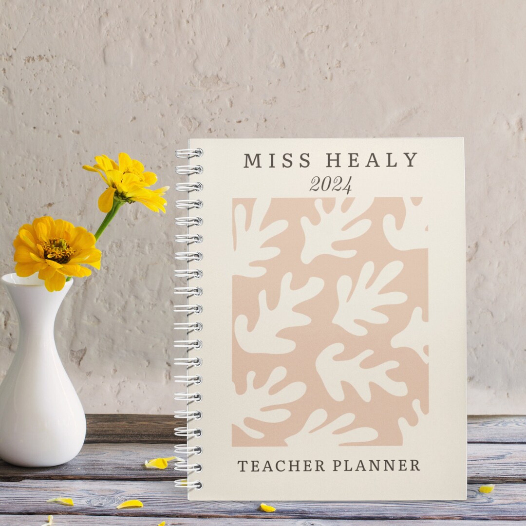 Personalized 2025 Teacher Planner, Pink Abstract Diary, Matisse Print ...