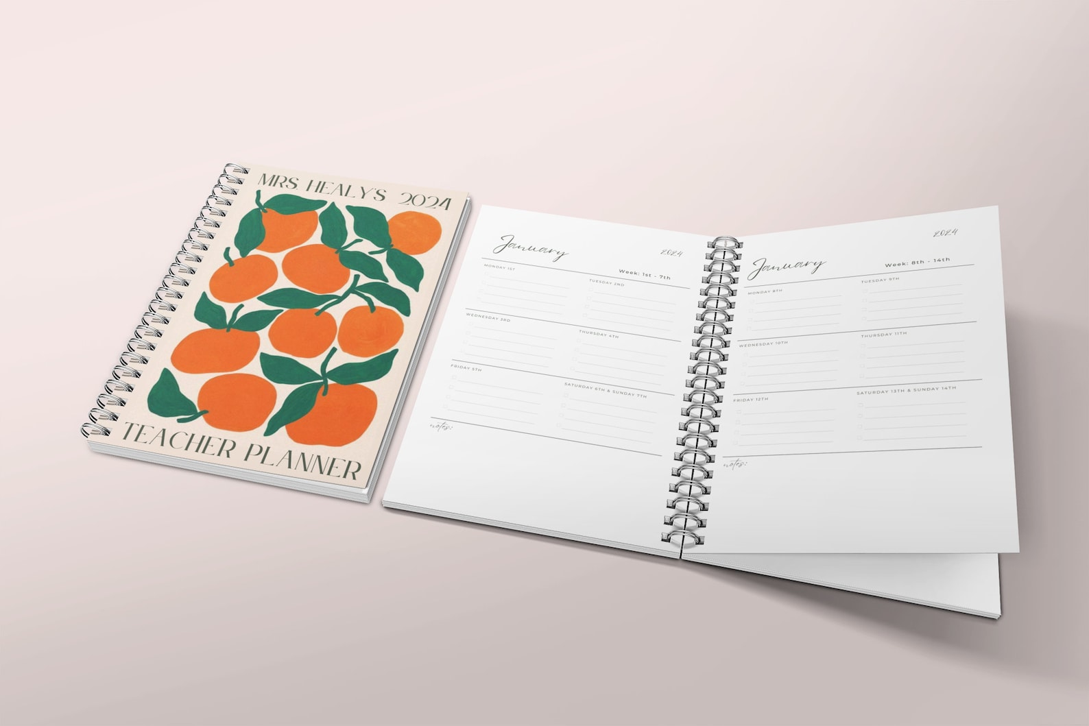 2025-2026 Teacher Planner, Personalized Hand Drawn Oranges Journal, A5 ...