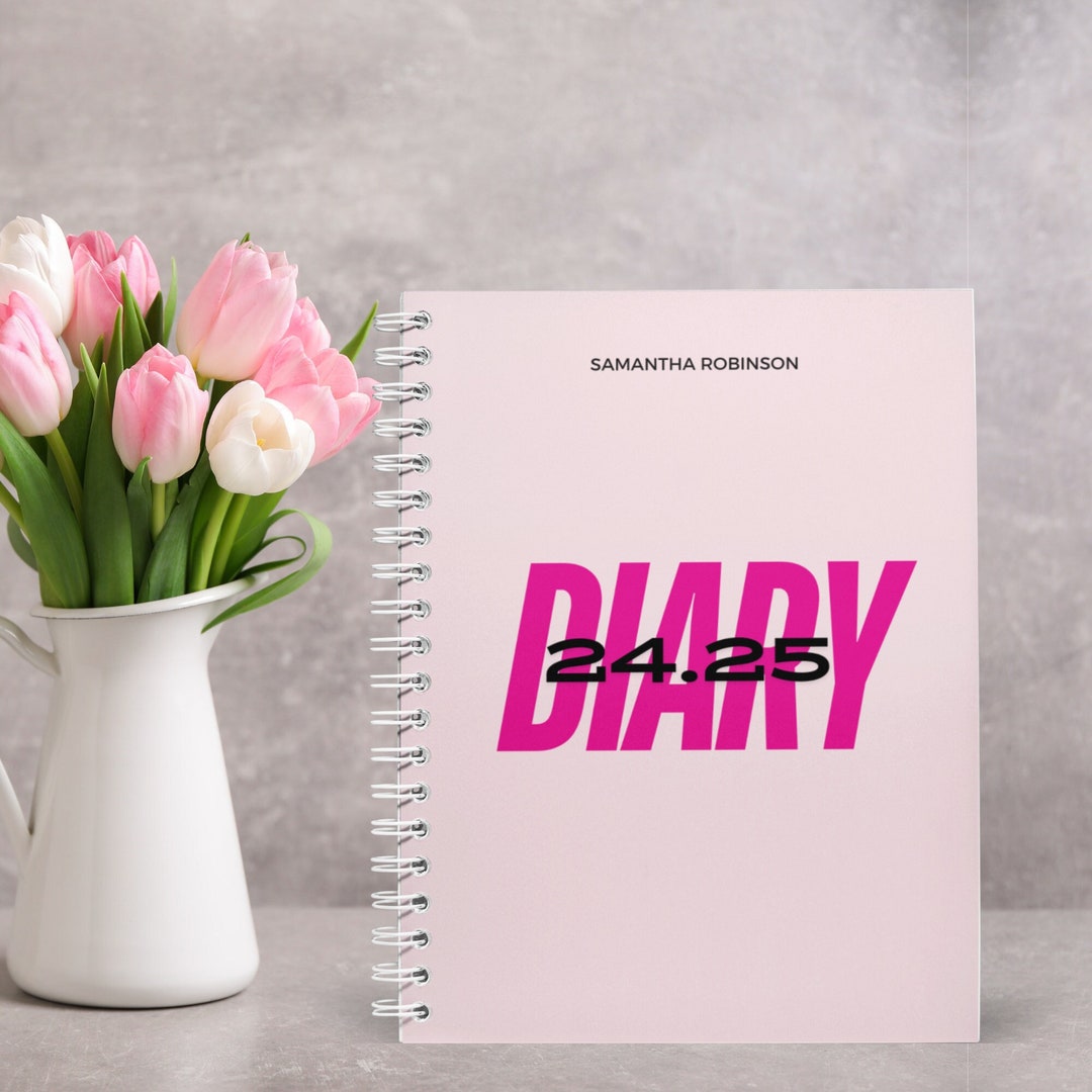 Pink Academic Planner 2024-2025, Personalised A5 Spiral Study Diary ...