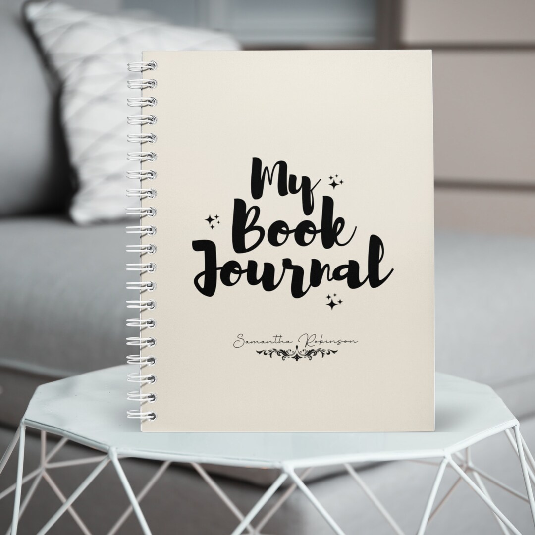 Beige Reading Journal, Personalized Abstract Spiral Book Journal, Daily ...