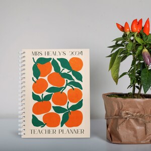 2025-2026 Teacher Planner, Personalized Hand Drawn Oranges Journal, A5 ...