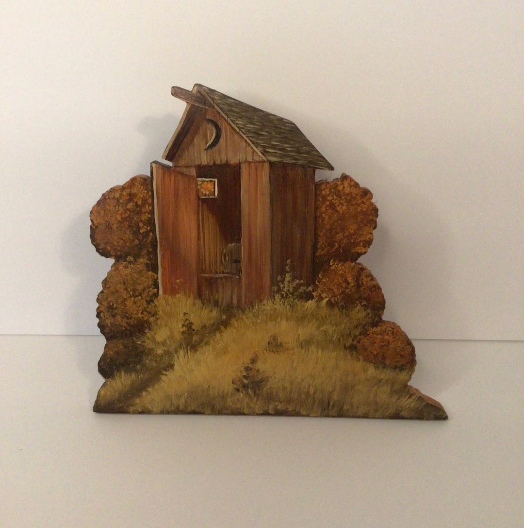Hand Painted Rustic Farmhouse Outhouse Scene on Wood Cutout - Etsy