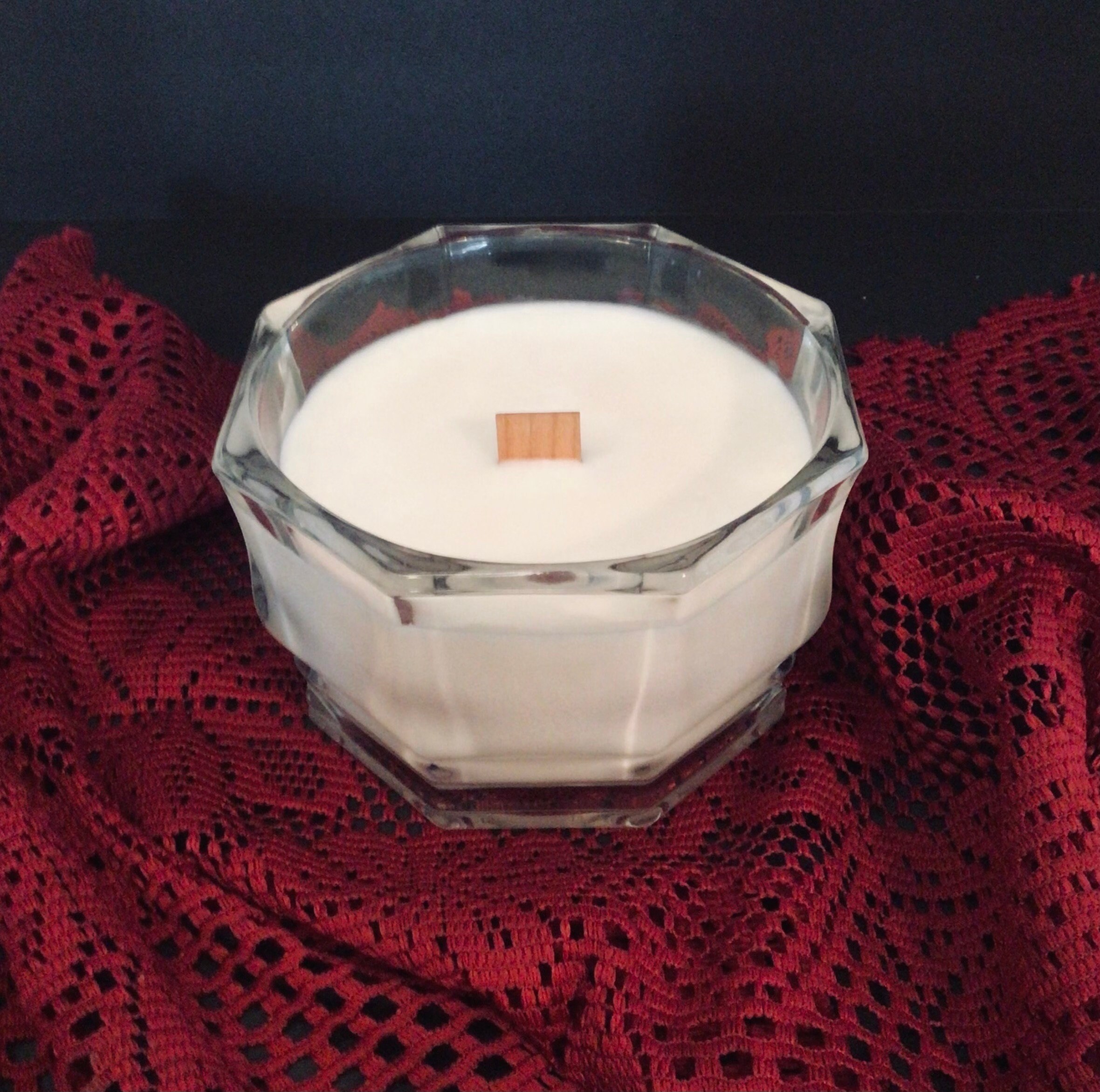 Candle in Vintage Octagon Heavy Glass Bowl 100% Natural Soy Wax Scent ...