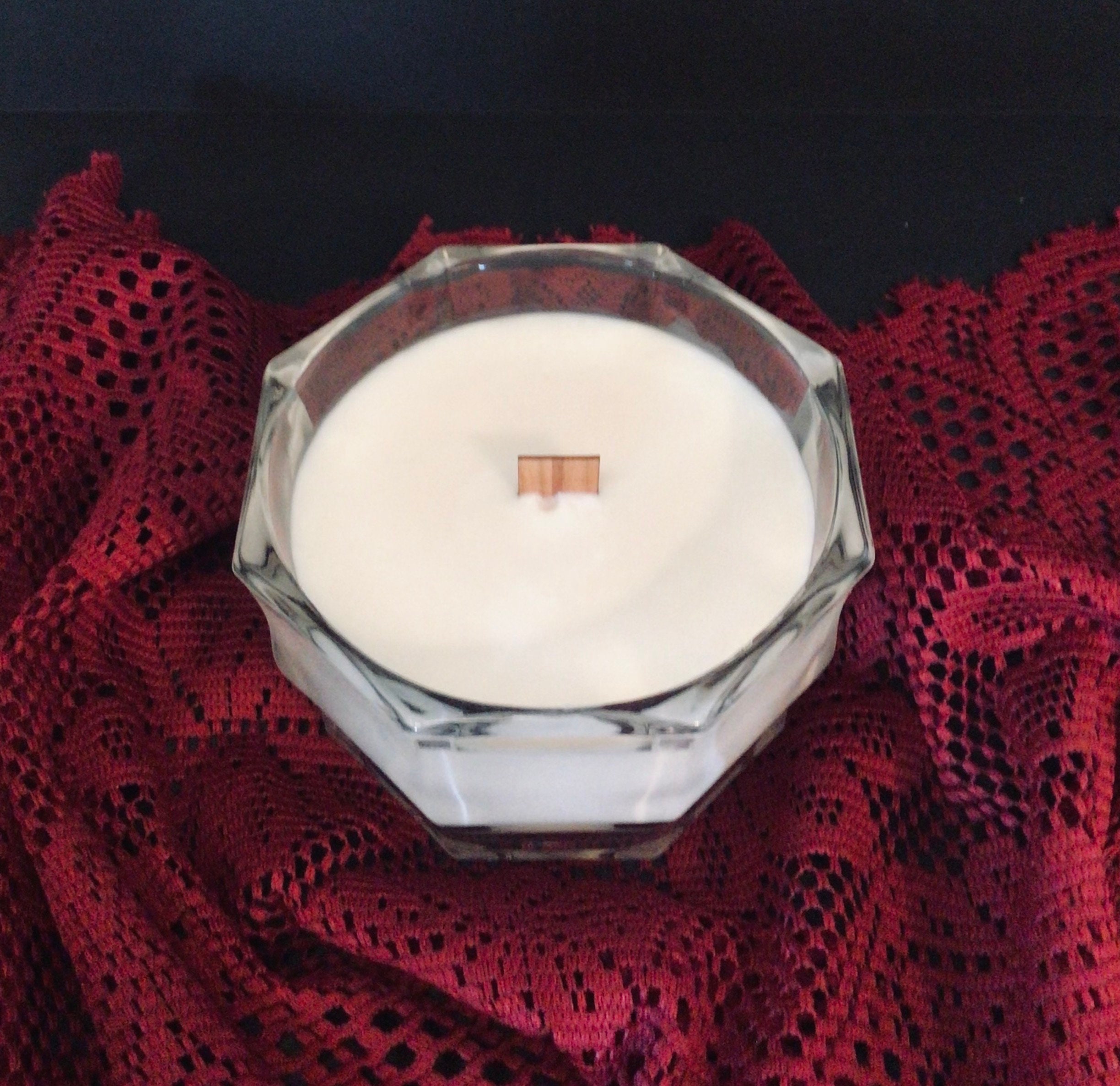 Candle in Vintage Octagon Heavy Glass Bowl 100% Natural Soy Wax Scent ...