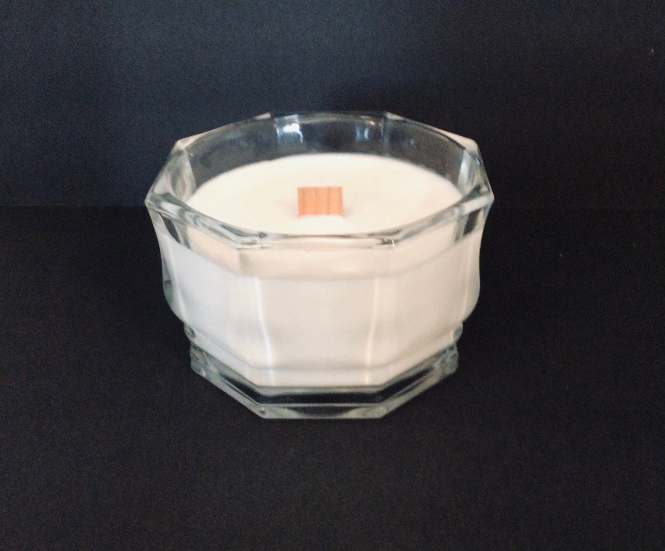 Candle in Vintage Octagon Heavy Glass Bowl 100% Natural Soy Wax Scent ...