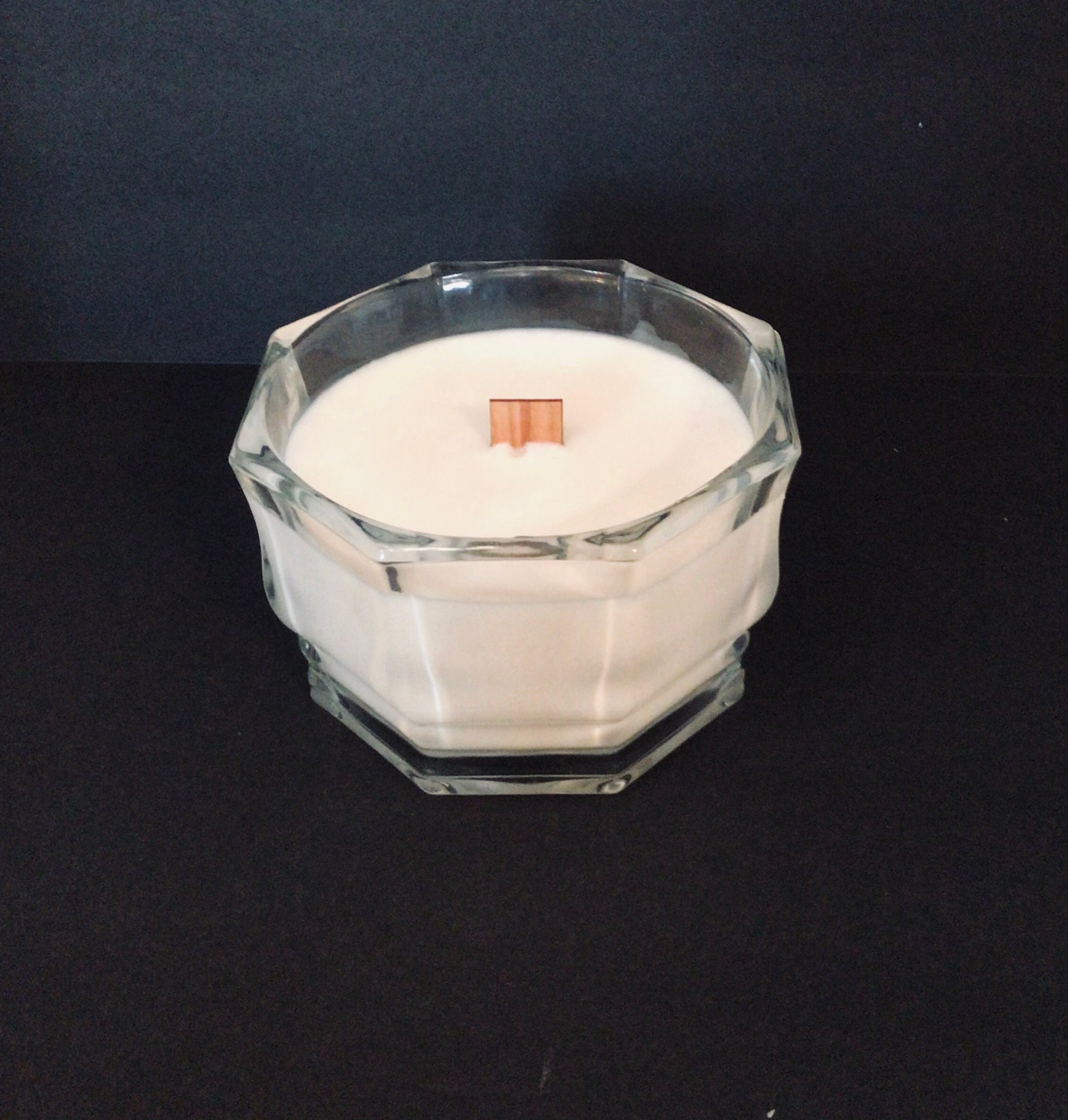 Candle in Vintage Octagon Heavy Glass Bowl 100% Natural Soy Wax Scent ...