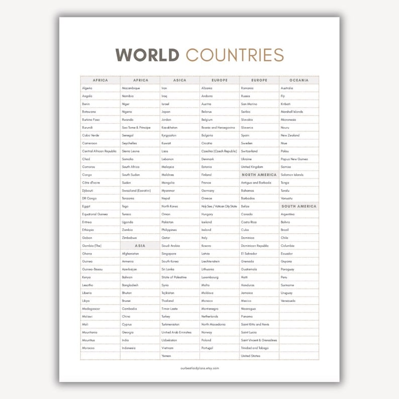 List of Countries of the World Countries List World Countries List ...
