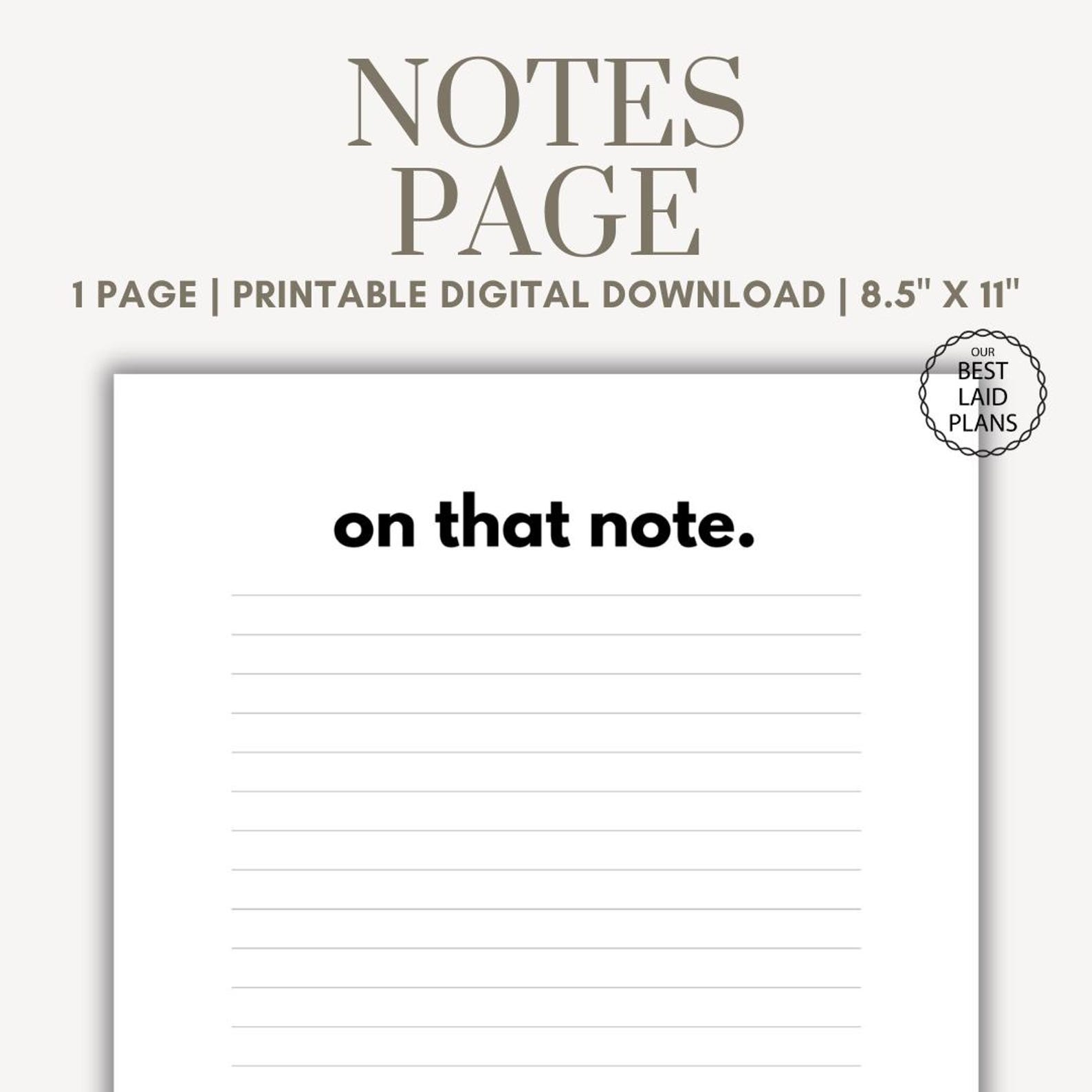 Notes Page Printable Notepad Printable PDF Notes Printable Notepad ...