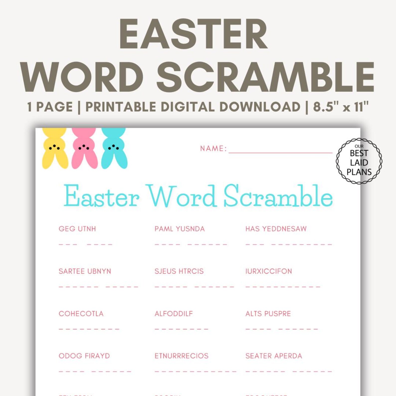 Easter Word Scramble Game Printable Digital Download PDF Easter Word ...