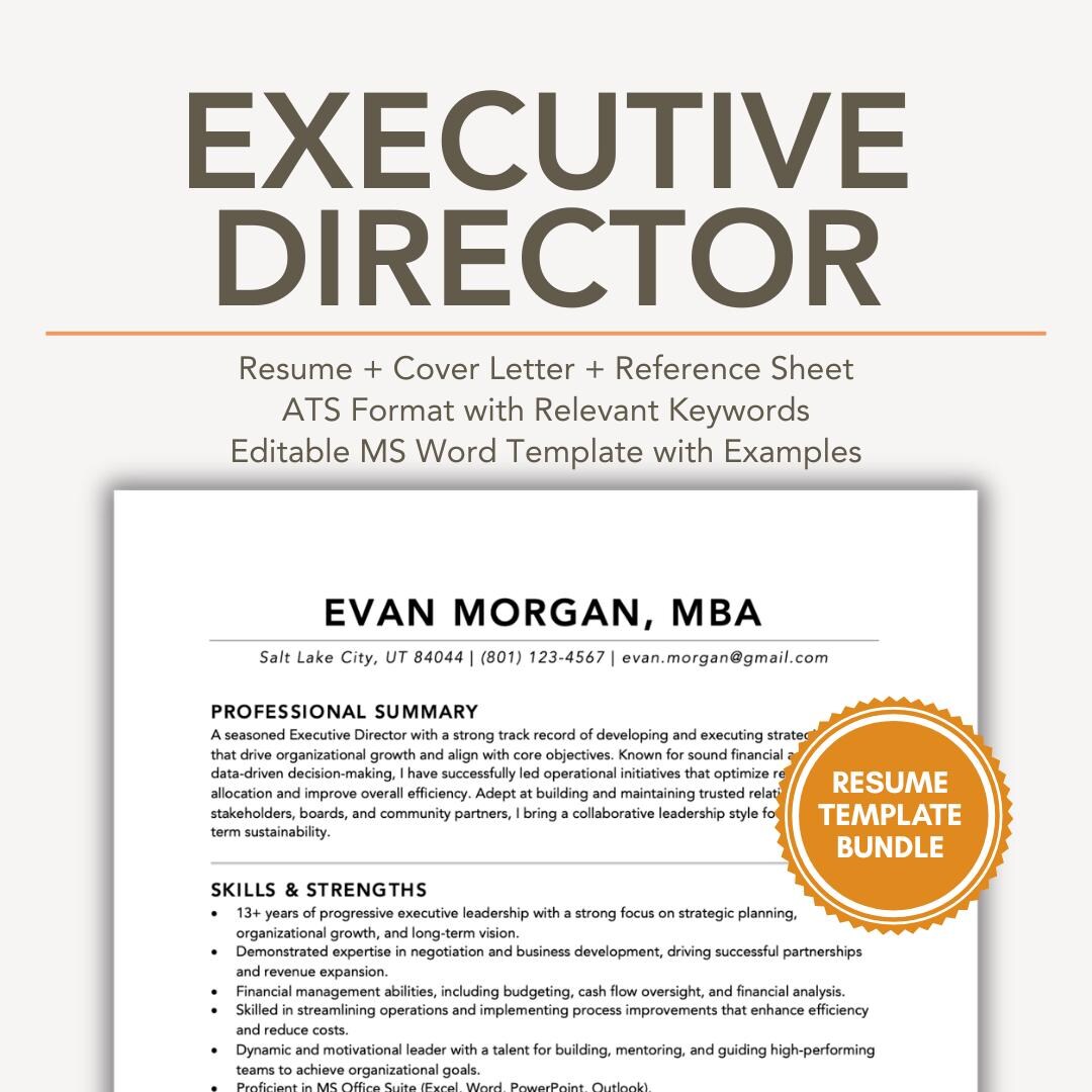 Resume Template Executive Director With Cover Letter and Example Resume ...