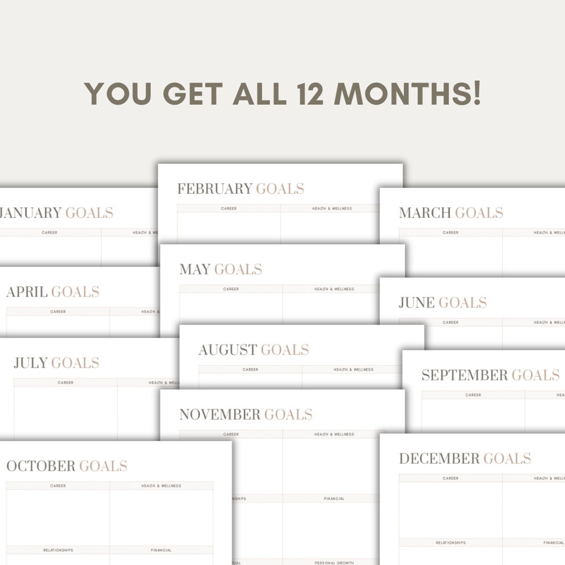 Monthly Goal Planner Printable PDF, Monthly Goal Tracker, Monthly Goal ...