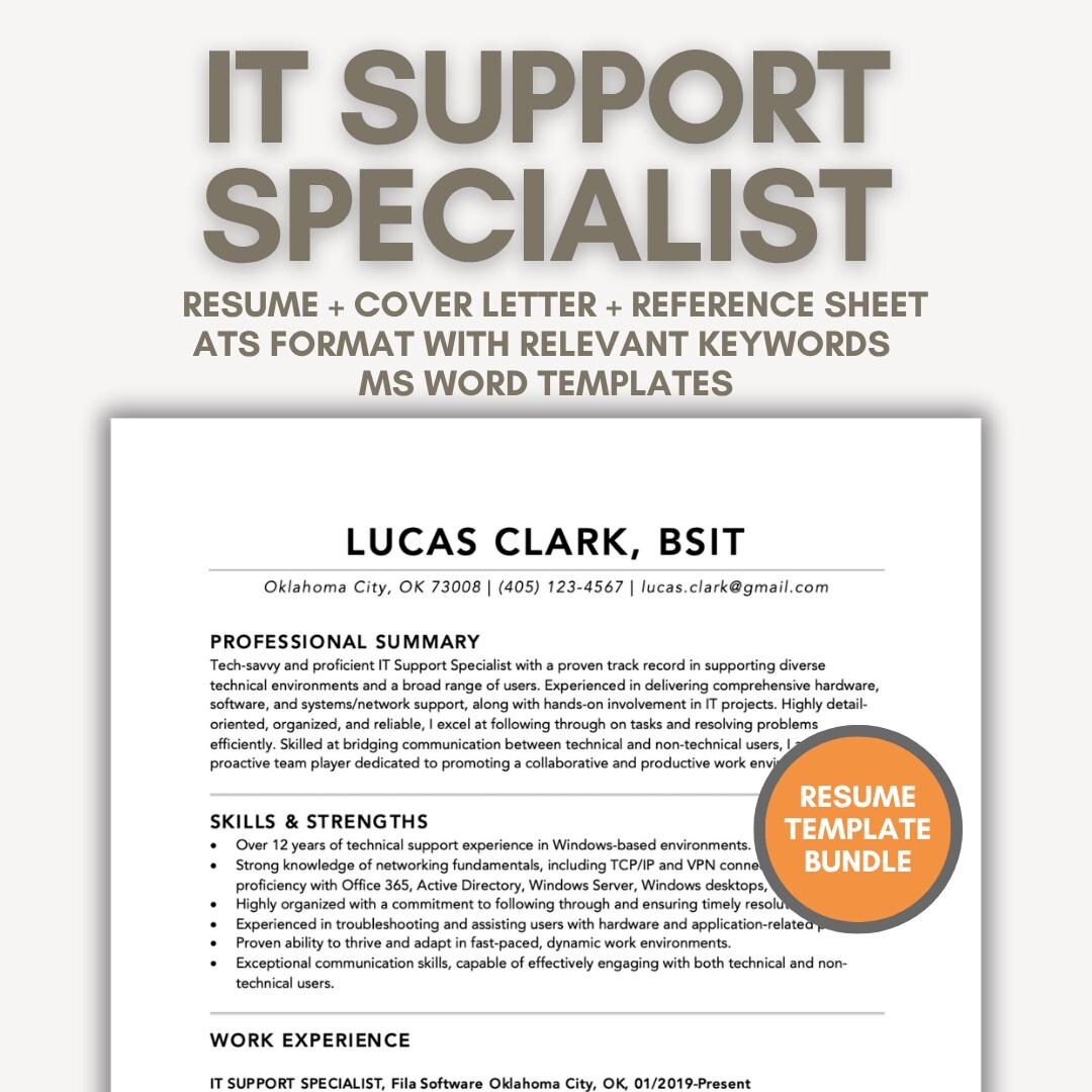 IT Support Resume Template, IT Help Desk Resume With Example / Sample ...