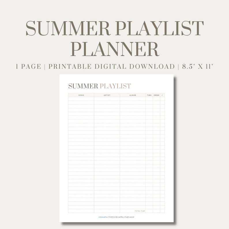 Summer Playlist Planner Printable PDF Summer Music Printable - Etsy