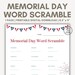Memorial Day Word Scramble Printable PDF Word Unscramble Word Scramble ...