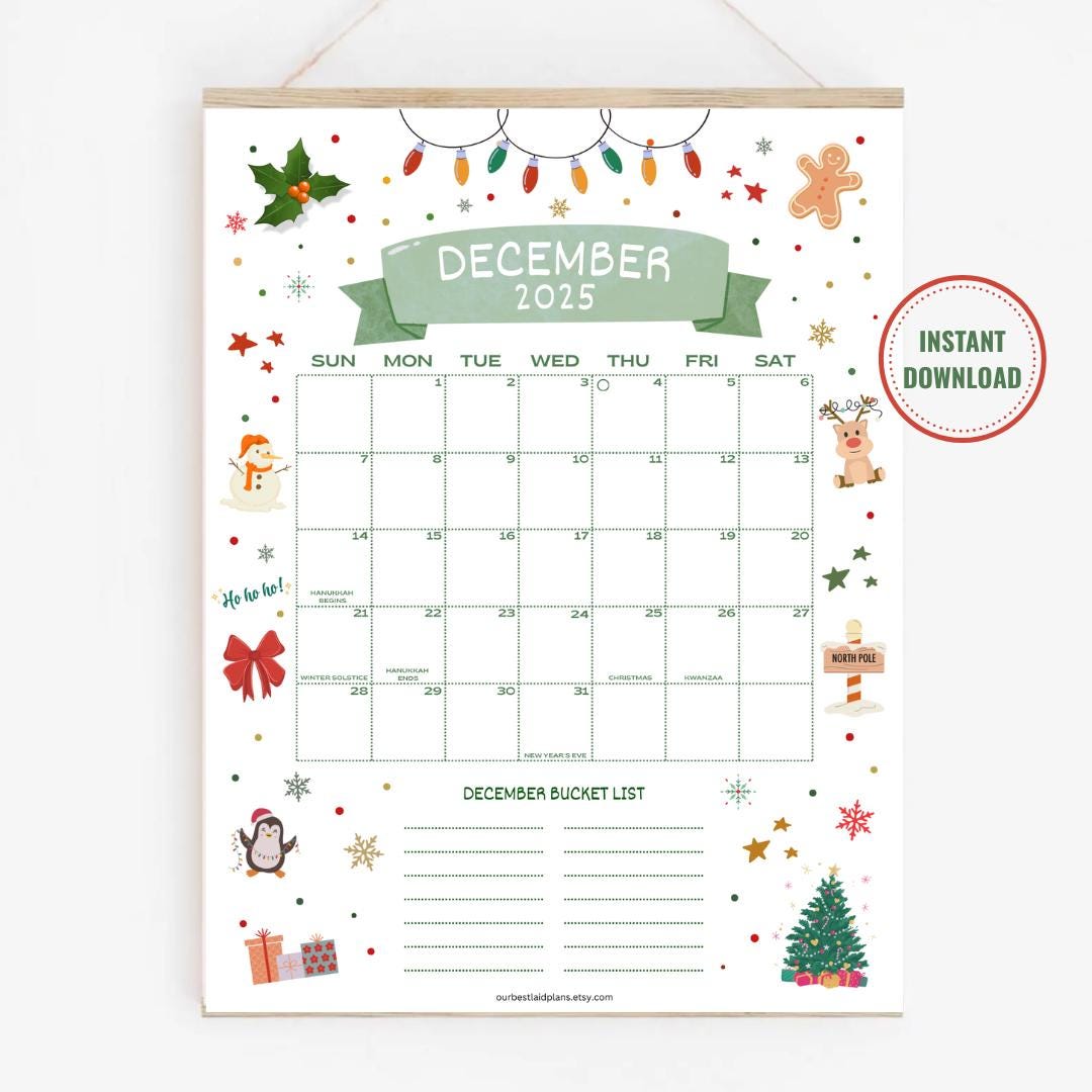 December 2025 Calendar Printable PDF December 2025 Calendar Page ...