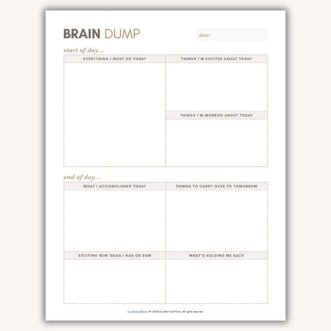 Brain Dump Printable PDF, Mind Dump Digital Download, Braindumping ...