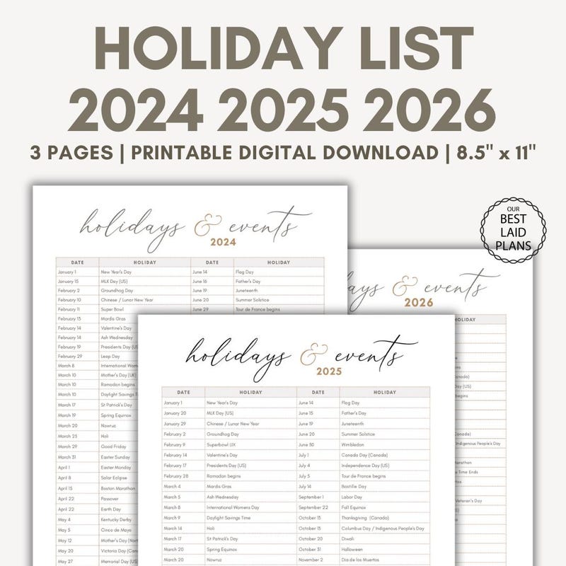 Holiday Calendar - Etsy