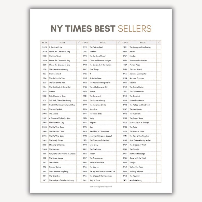 NY Times Best Sellers List, New York Times Books Best Sellers, NY Times ...