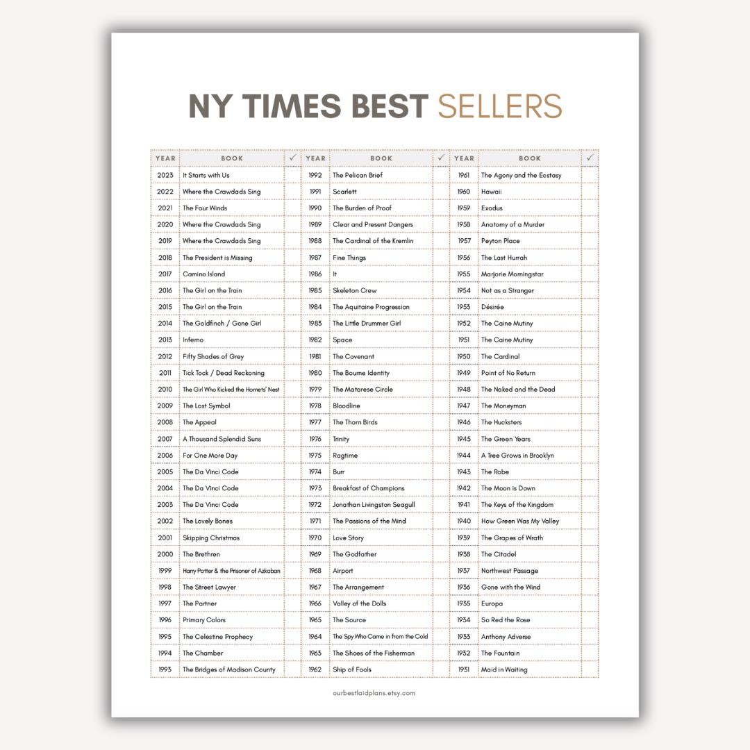 NY Times Best Sellers List, New York Times Books Best Sellers, NY Times List of Best Sellers ...