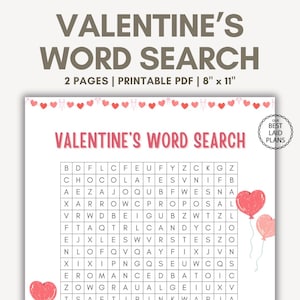 Valentines Word Search Printable PDF Valentines Word Search Printable ...