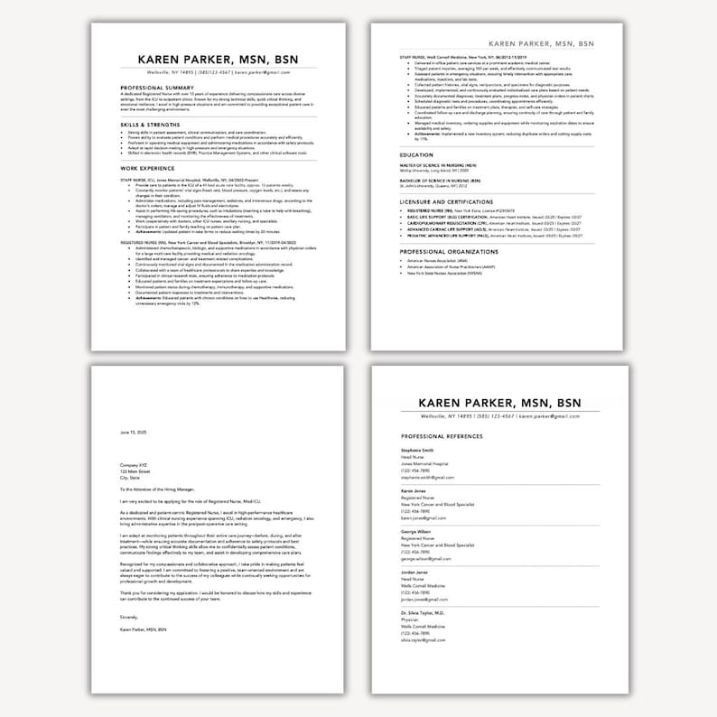 Nurse Resume Template ATS Friendly, Registered Nurse ATS Resume ...