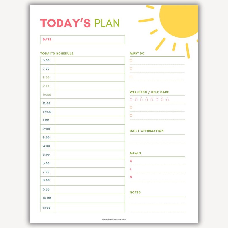 Daily to Do List Planner Printable PDF Cute Day Planner Digital 2025 ...