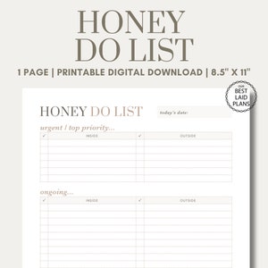 Honey Do List Printable PDF, Honey to Do List, Husband Chore List ...