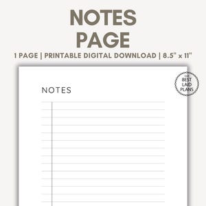 Notes Page Notepad Printable PDF Notes Printable Notepad Printable ...