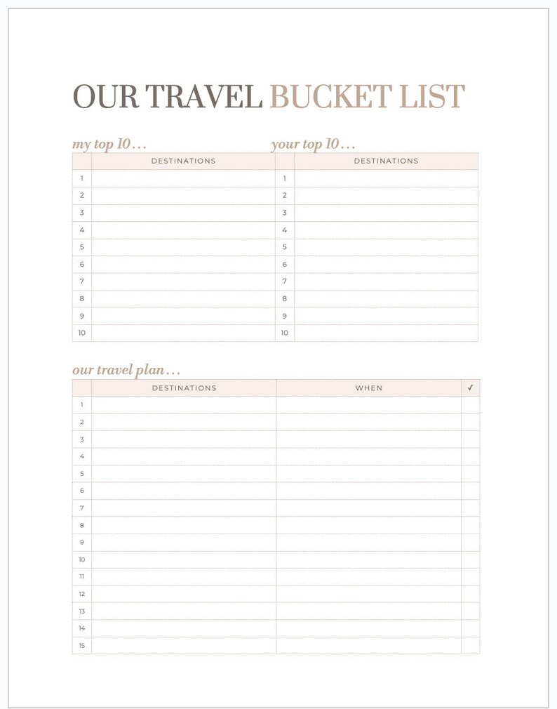 Our Travel Bucket List Planner Printable Travel Planner Trip Wish List ...