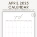 April 2025 Calendar Printable PDF Portrait Blank Calendar April ...