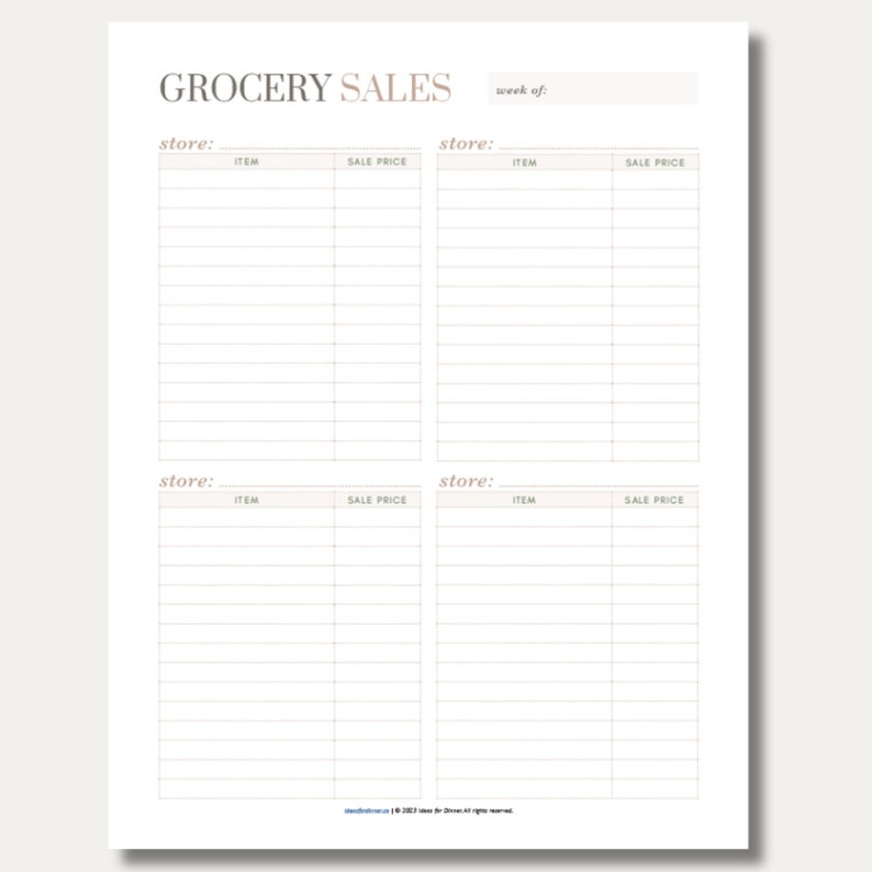 Grocery Tracker, Grocery List Sales Tracker Printable PDF, Grocery Price Comparison Planner ...