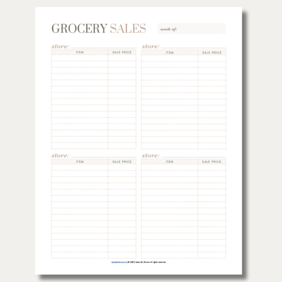 Grocery Tracker, Grocery List Sales Tracker Printable PDF, Grocery Price Comparison Planner ...