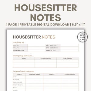 Housesitting Checklist Instructions, Housesitting Checklist Printable ...