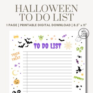 Halloween 2024 to Do List Printable PDF Halloween Digital Download ...