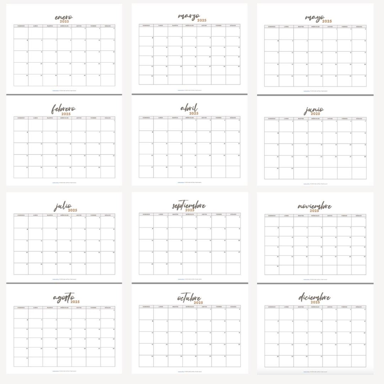 2025 Calendar Spanish Printable Spanish Calendar Calendario En Espanol ...