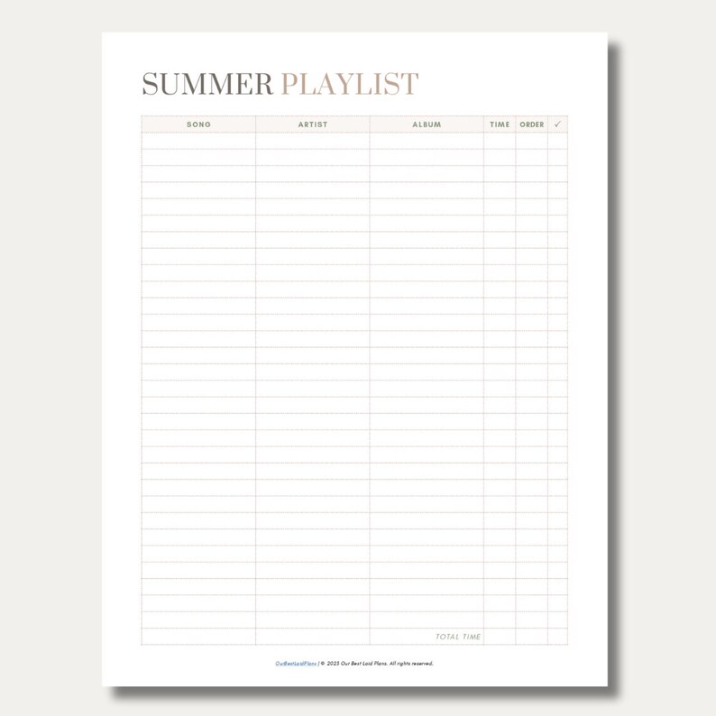 Summer Playlist Planner Printable PDF Summer Music Printable - Etsy