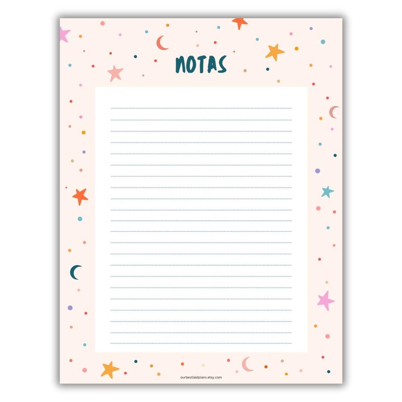 Pagina De Notas Notes Page in Spanish Printable PDF Notes Digital ...