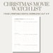 Christmas Movie Watch List Printable Planner, Movies to Watch Tracker ...