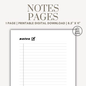 Notes Page Notepad Printable PDF Notes Printable Notepad Printable ...