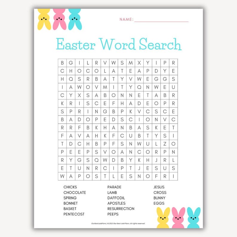 Easter Word Search, Easter Find a Word, Easter Search a Word Puzzle ...