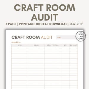 Craft Room Audit Printable PDF, Craft Room Inventory Planner Printable ...
