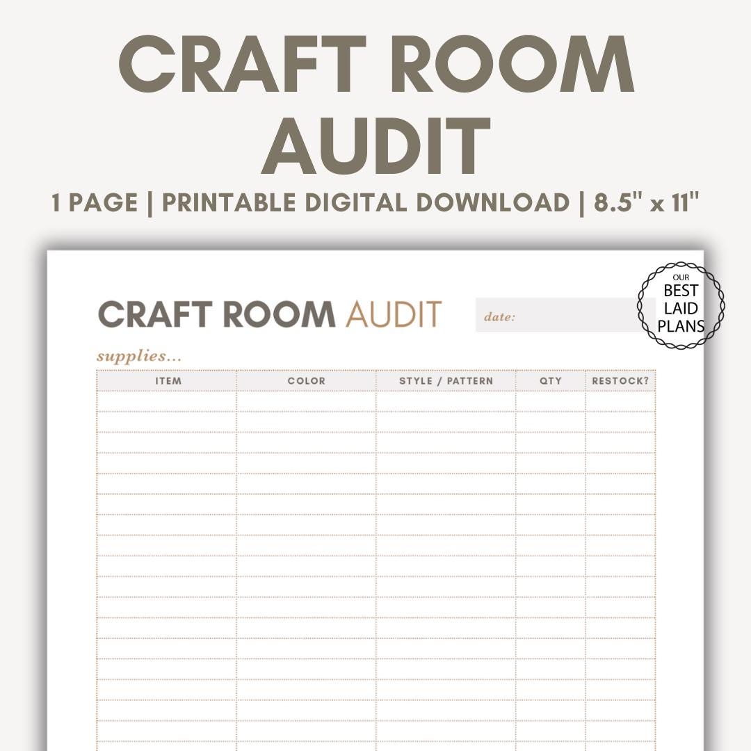 Craft Room Audit Printable PDF, Craft Room Inventory Planner Printable ...