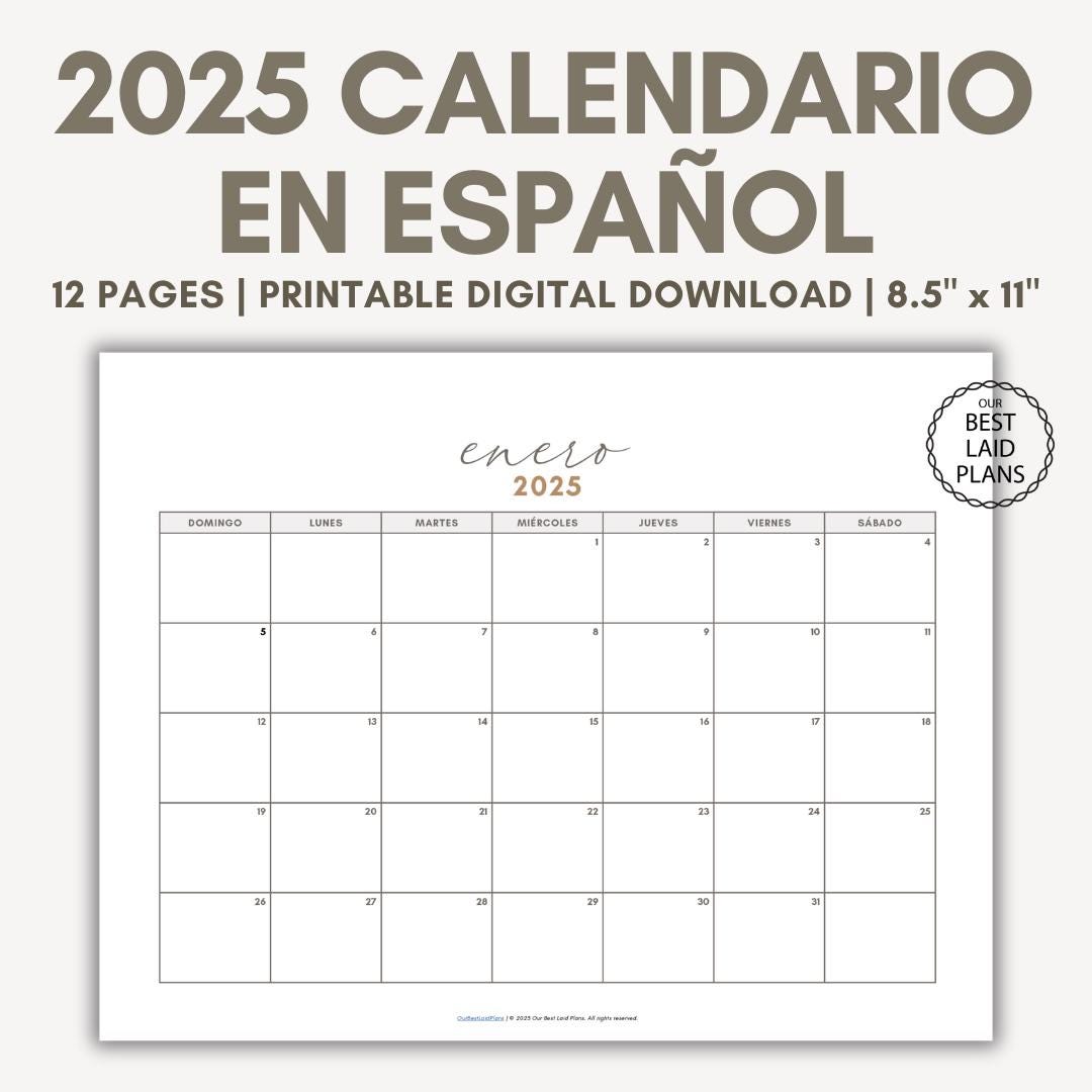 2025 Calendar Spanish Printable Spanish Calendario Espanol Monthly ...