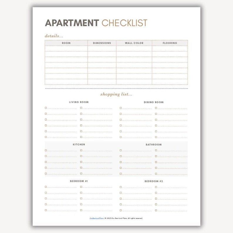 Apartment Checklist Printable PDF, Apartment Planner, Apartment to Do ...